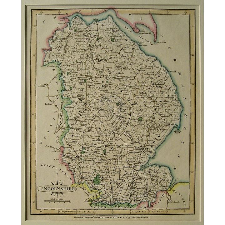 Lincolnshire Original Antique Copper Engraved Map With Original Hand lincolnshire-original-antique-copper-engraved-map-with-original-hand