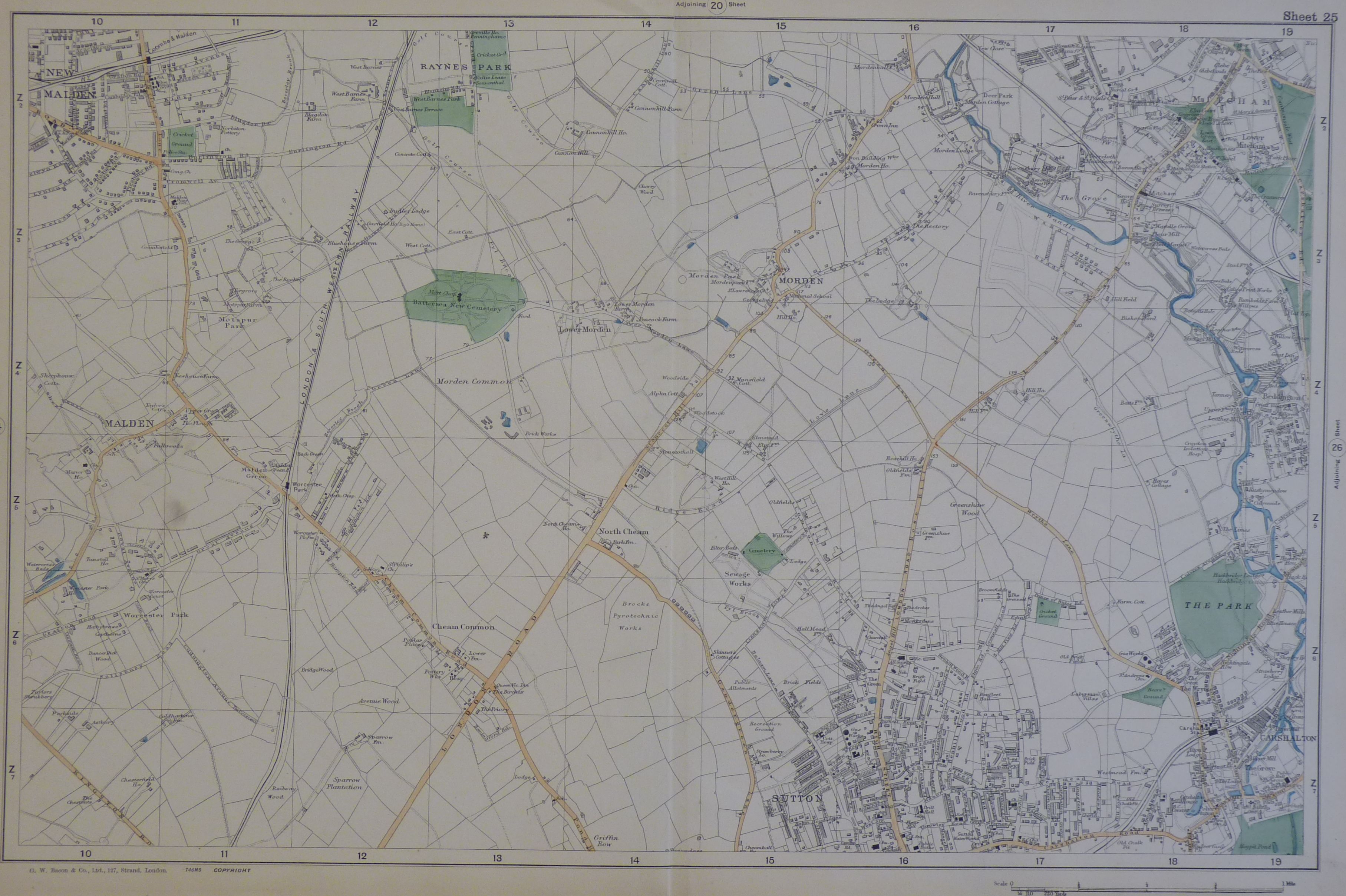 Bacon, George Washington, (1830-1922). Original Antique Map of London ...